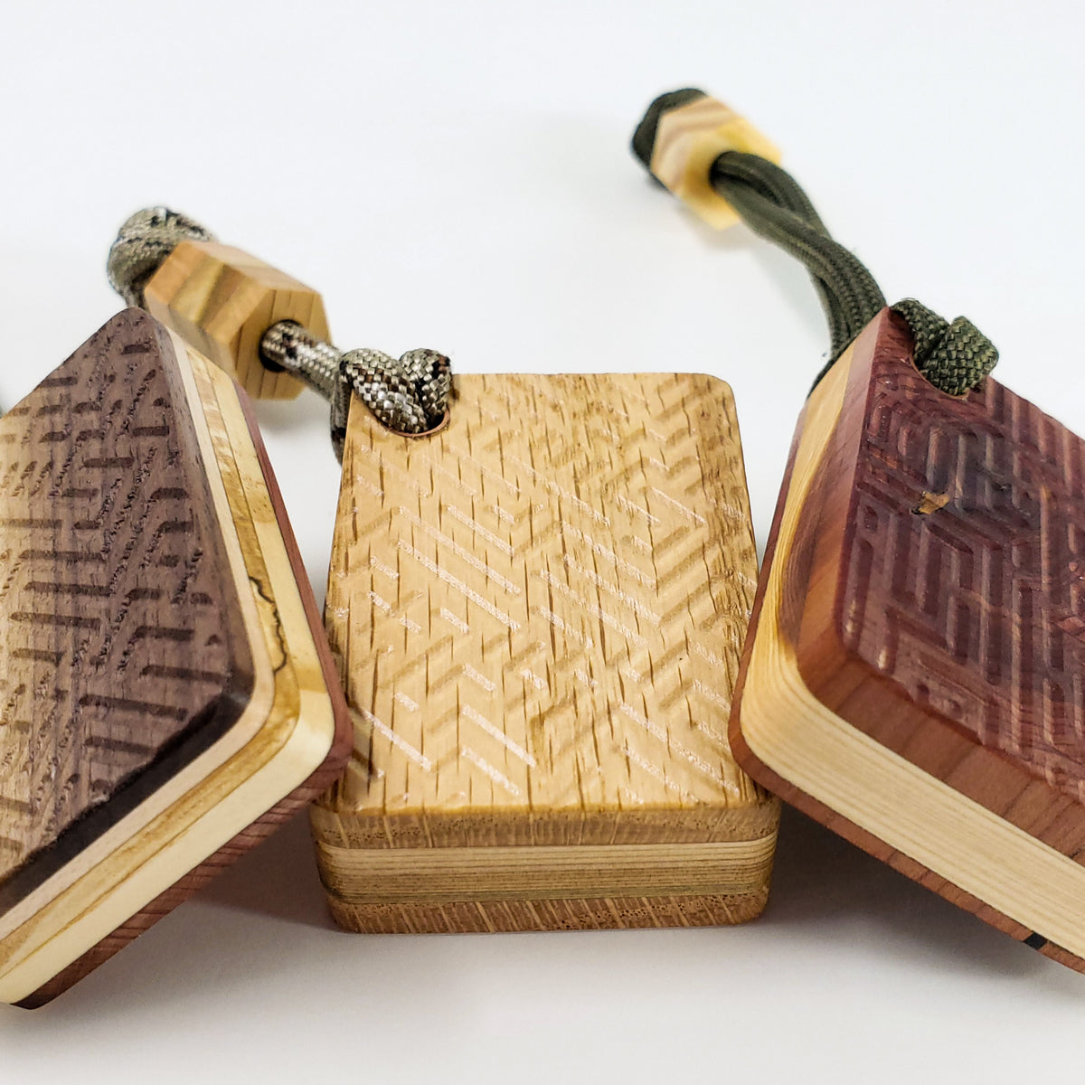 Textured Wood EDC Worry Stone with Paracord & Bead / Everyday Carry So ...