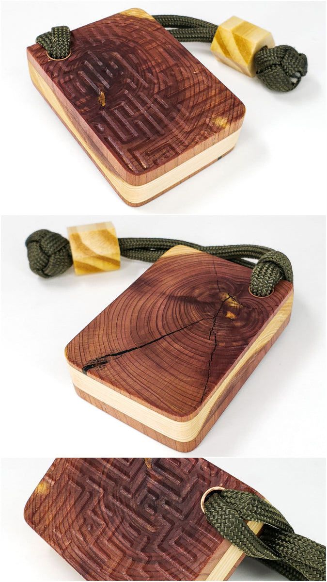 Textured Wood EDC Worry Stone with Paracord & Bead / Everyday Carry So ...