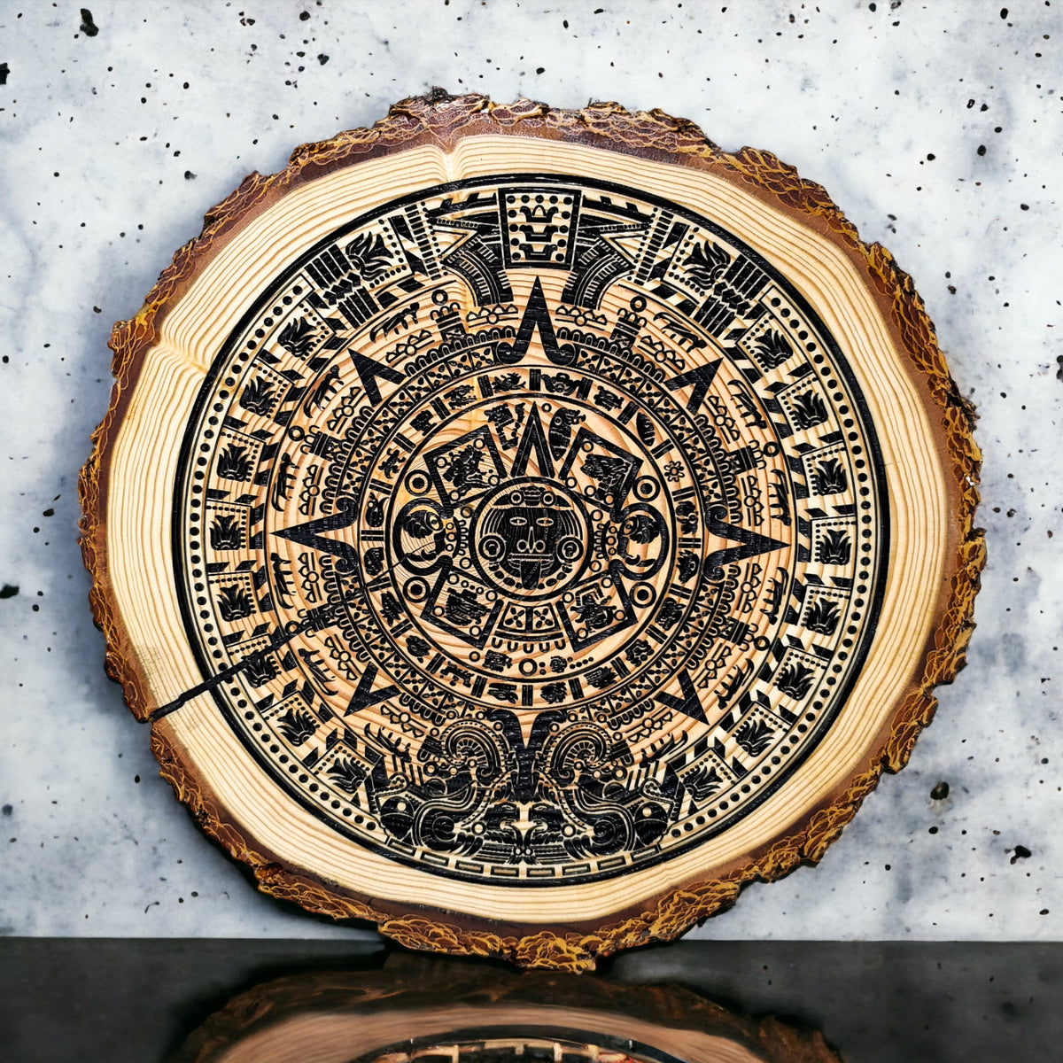 Aztec Calendar Wooden Round / Aztec Wall Art Sun Stone – MakeTechCreate