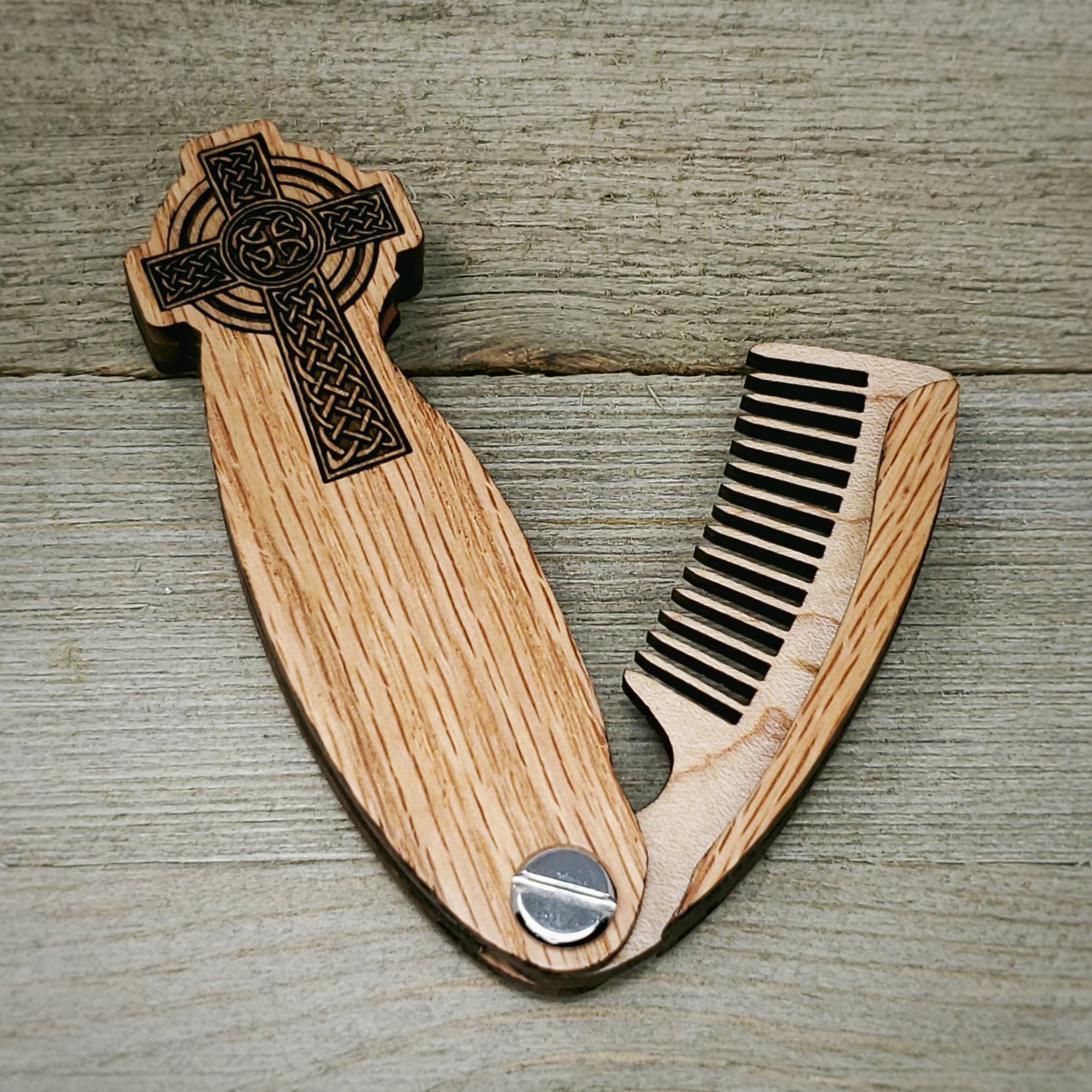 Celtic Cross Folding Beard Comb – MakeTechCreate